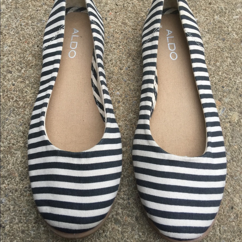 Women's Aldo Navy & Beige Striped Canvas Flats 7.5 - Gem